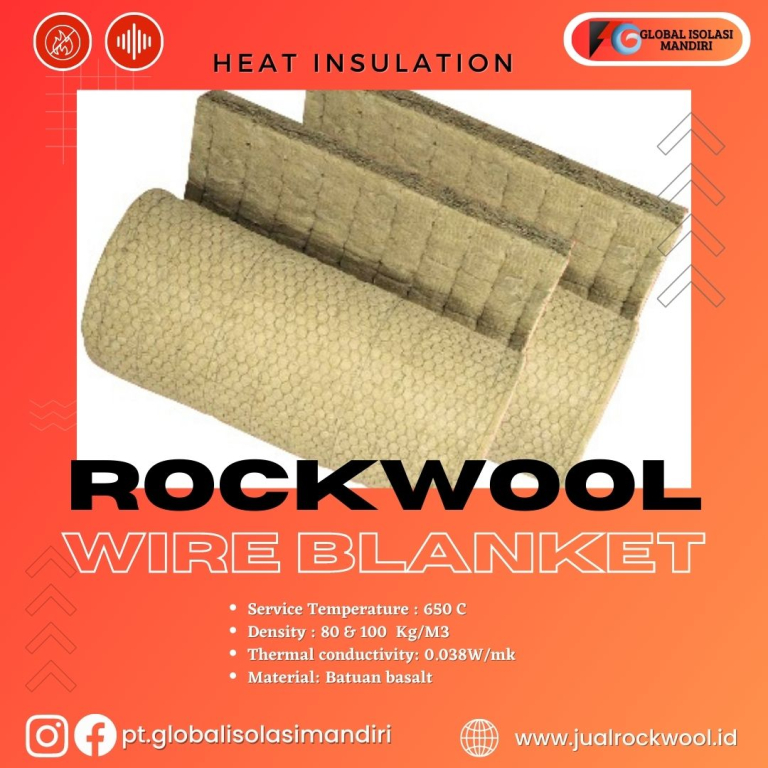 Rockwool Wire Blanket Density 100 Tebal 50mm Diskon